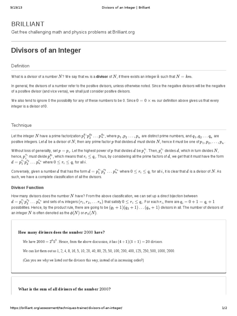 Understanding Divisors of Integers | PDF | Integer | Abstract Algebra