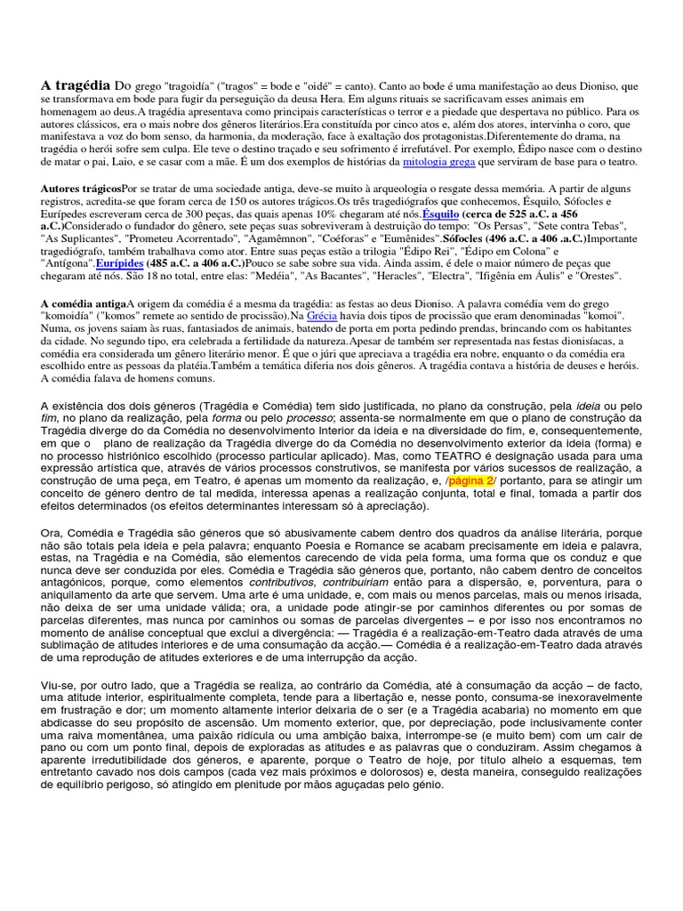 A Tragédia e A Comédia | PDF | Tragédia | Ésquilo