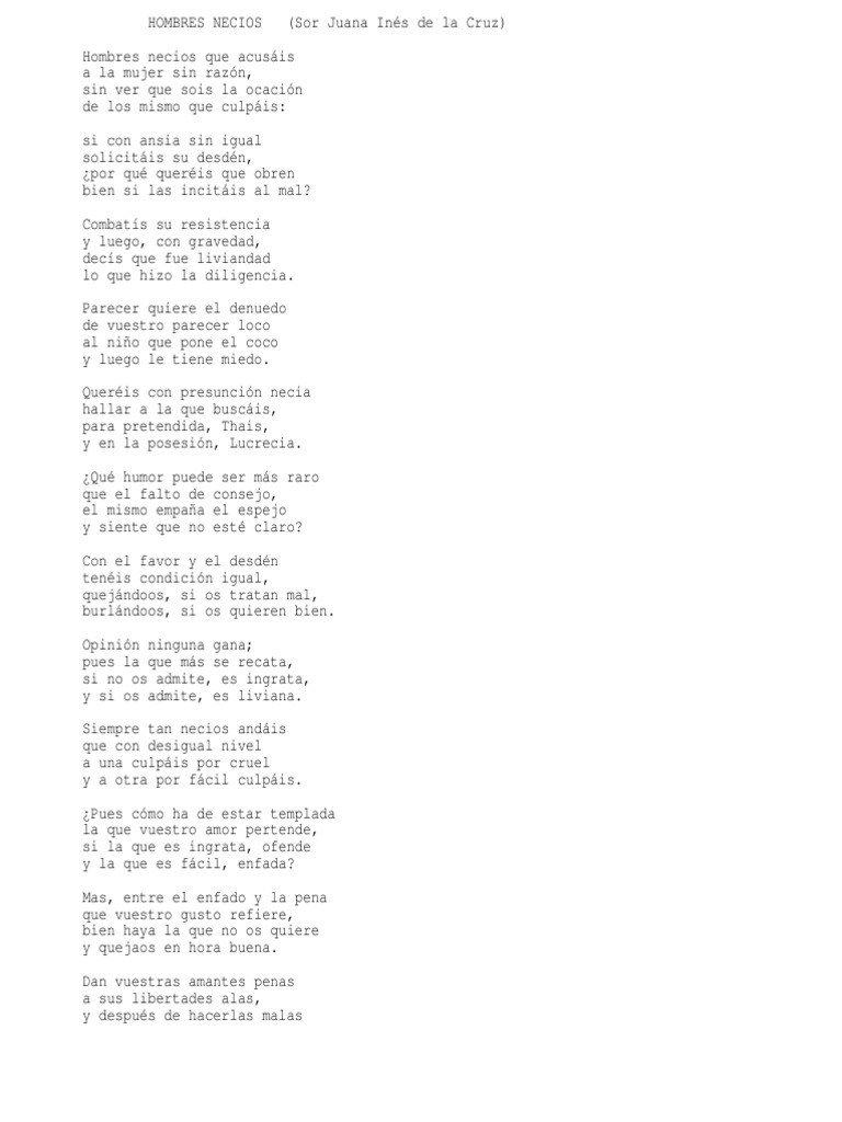 Hombres necios de Sor Juana Inés | PDF