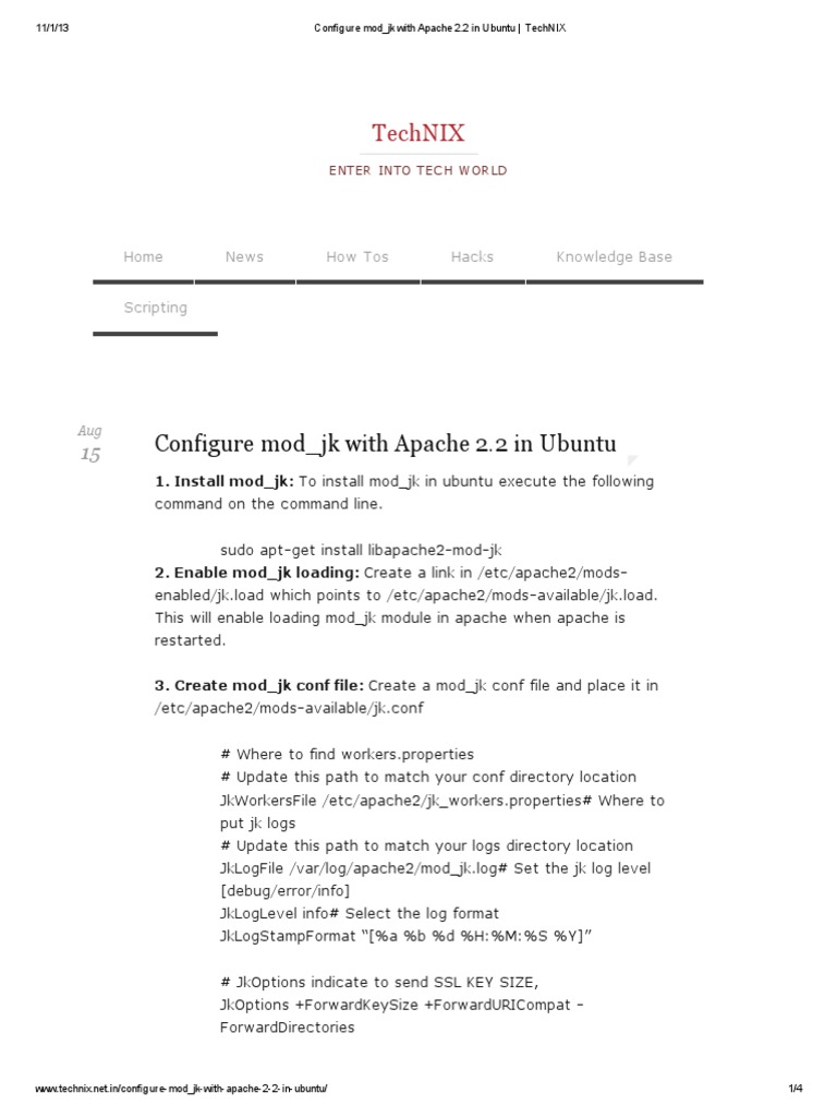 Configure Mod - JK With Apache 2 | PDF | Linux | System Software