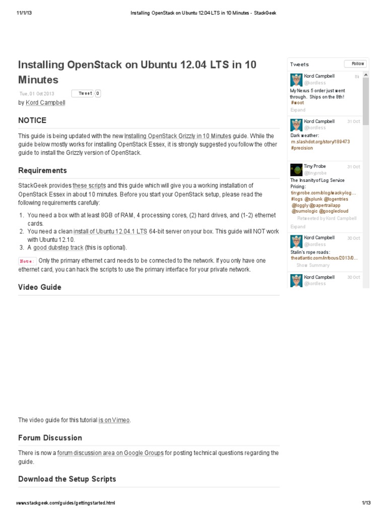 Installing OpenStack On Ubuntu 12 | Download Free PDF | Open Stack | Computer Network