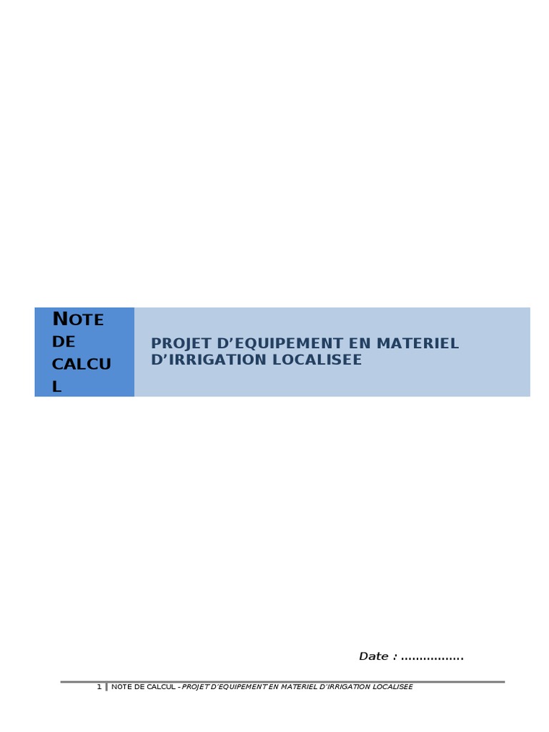 4 Note de Calcul de Projet D'irrigation | PDF