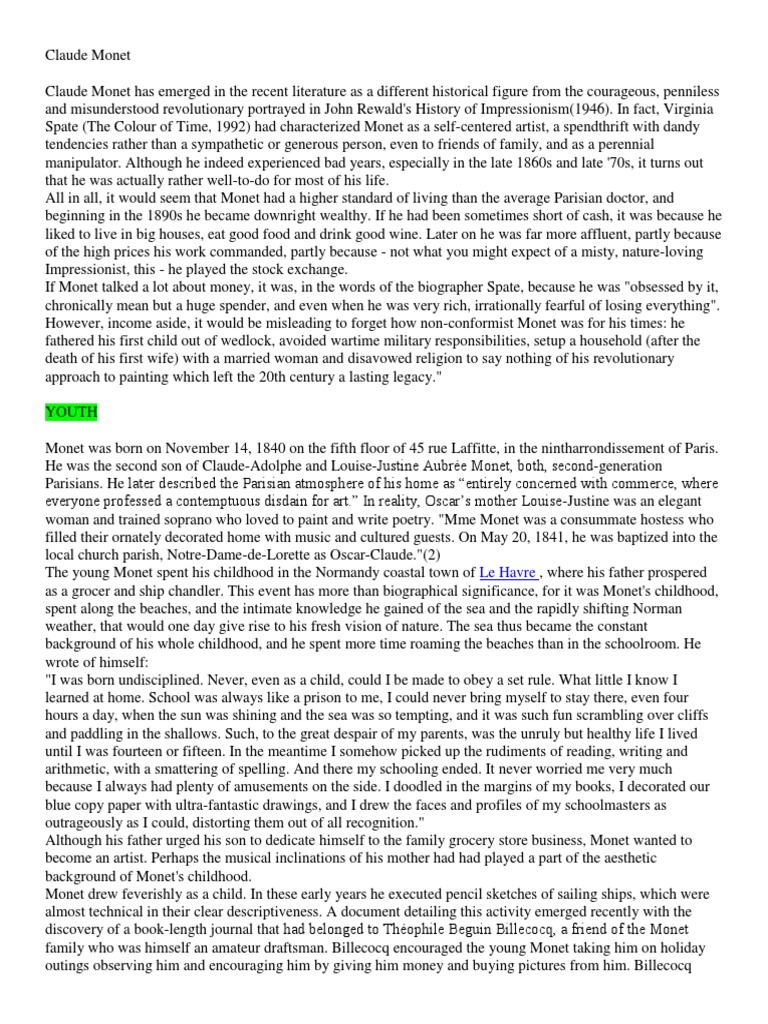 Claude Monet Biography | PDF | Claude Monet | Impressionism