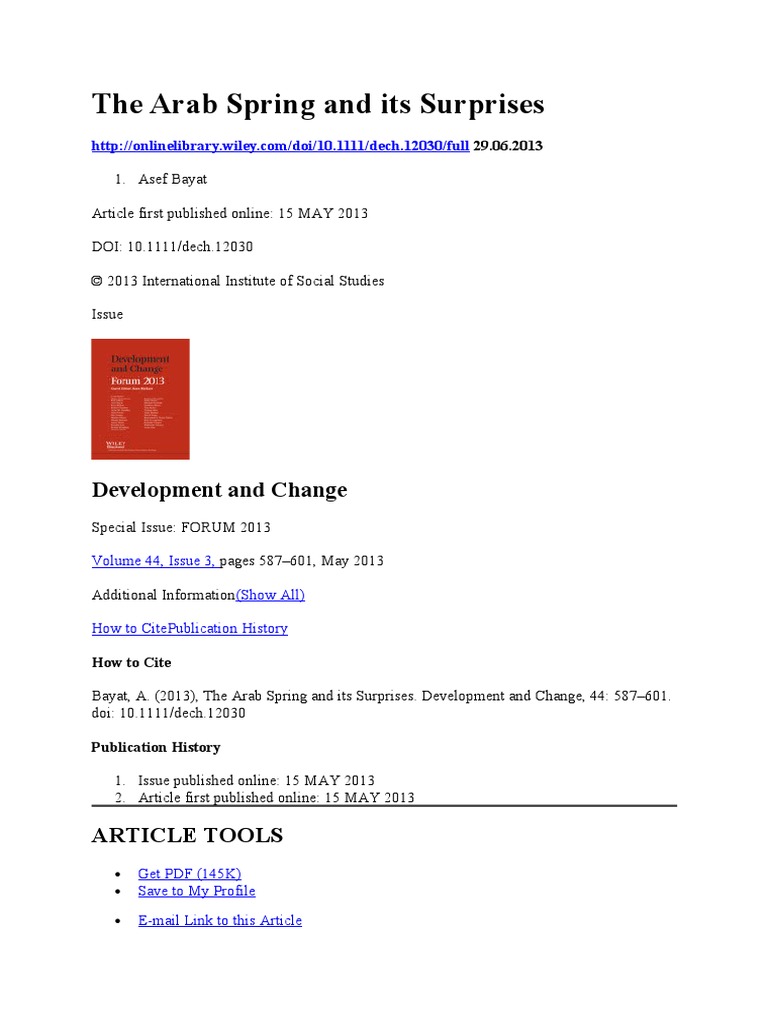 Surprising Dynamics of the Arab Spring | PDF | Political Science ...