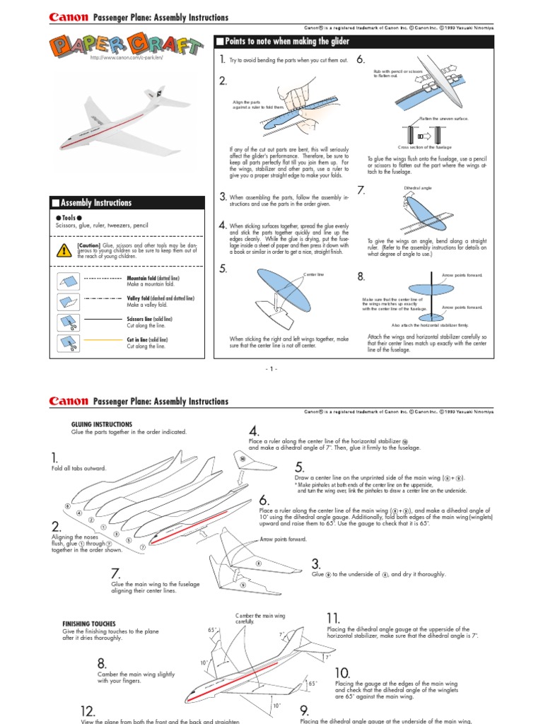Points To Note When Making The Glider: Passenger Plane: Assembly ...