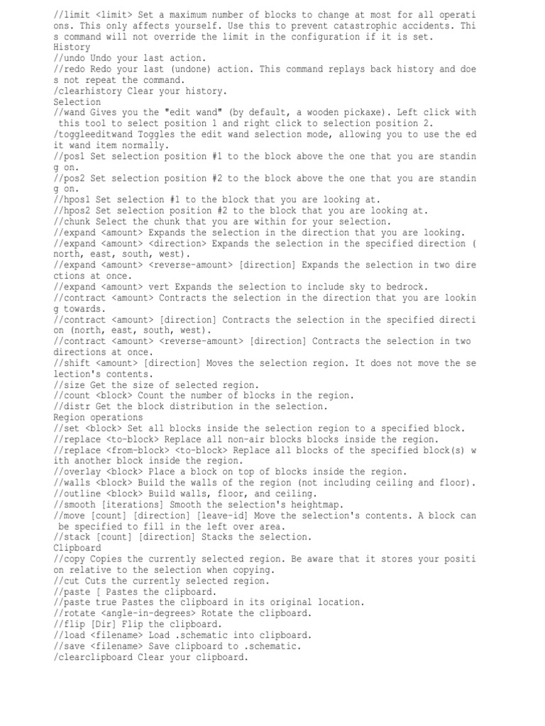 World Edit Commands | PDF | Computing | Computing And Information Technology