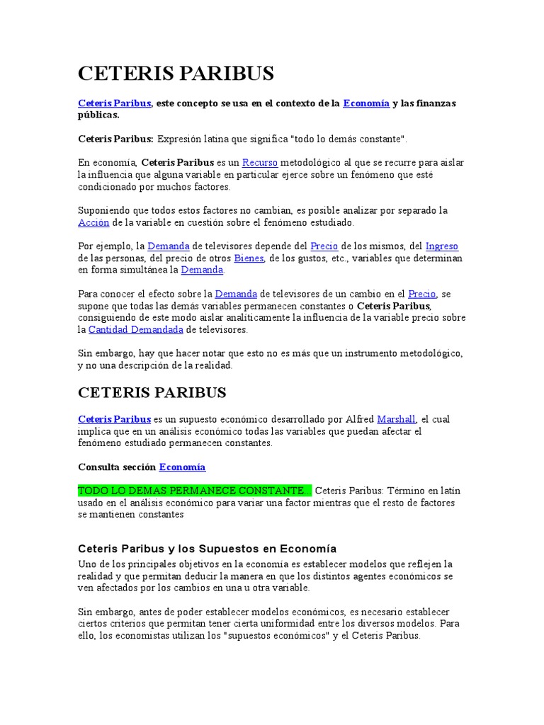 Ceteris Paribus | PDF | Ciencias económicas | Precios