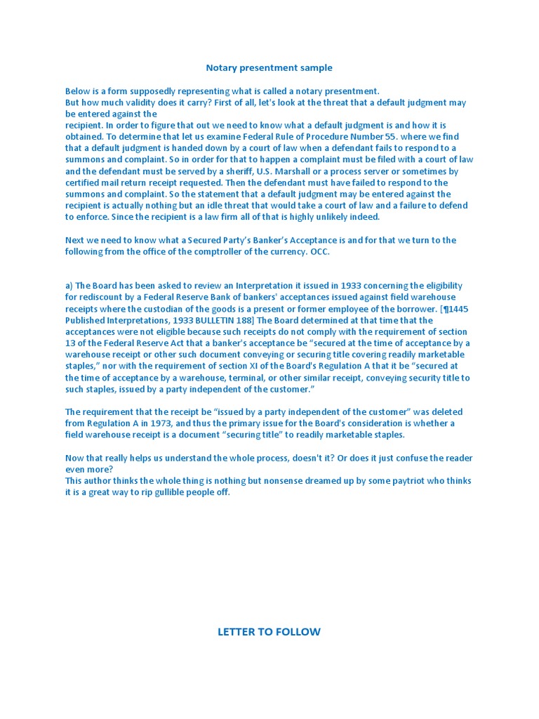 MORTGAGE FRAUD - Notary presentment sample.docx | Default Judgment ...