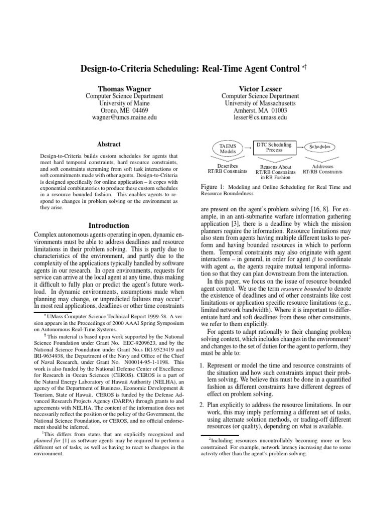 Wagner Aaai Real Time | PDF | Real Time Computing | Scheduling (Computing)