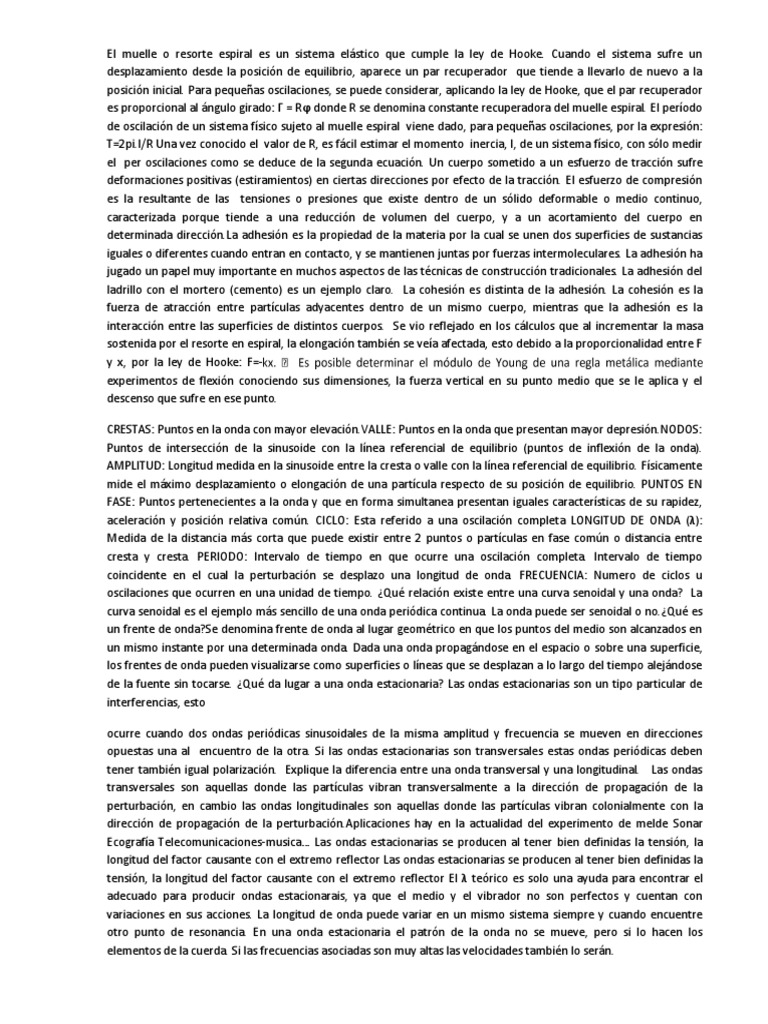 El Muelle o Resorte Espiral Es Un Sistema Elástico Que Cumple La Ley de ...