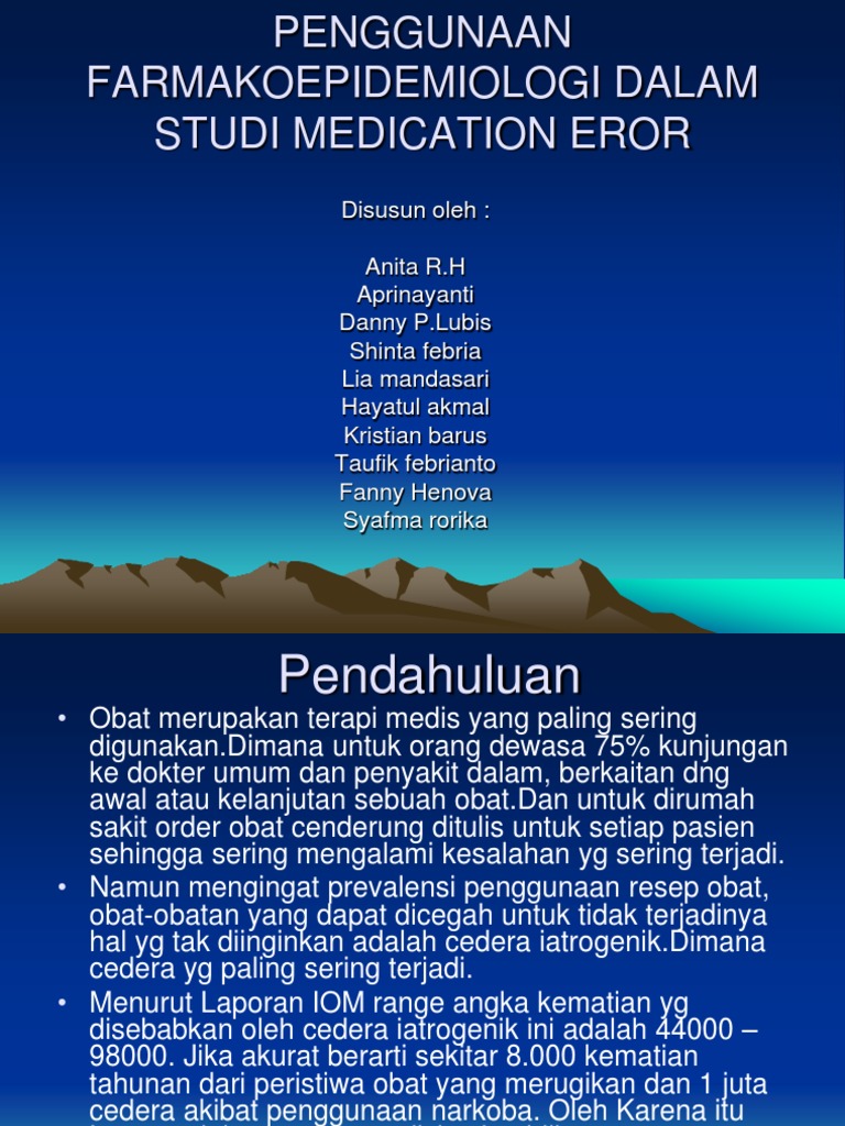 Penggunaan Farmakoepidemiologi Dalam Studi Medication Eror | PDF