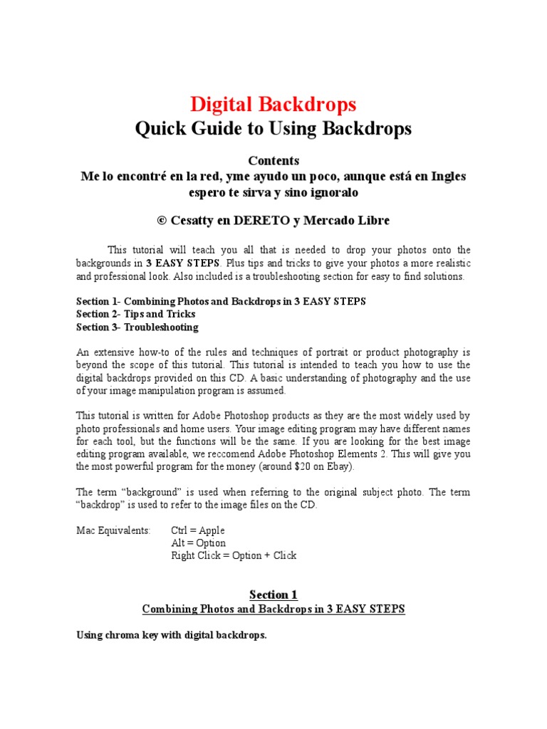 Digital Backdrops: Quick Guide To Using Backdrops | PDF | Adobe ...