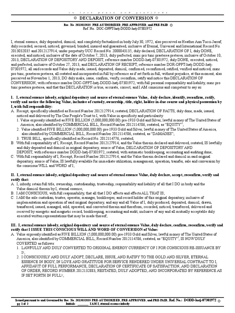 Declaration of Conversion PDF | PDF | Conversion (Law) | Trust Law