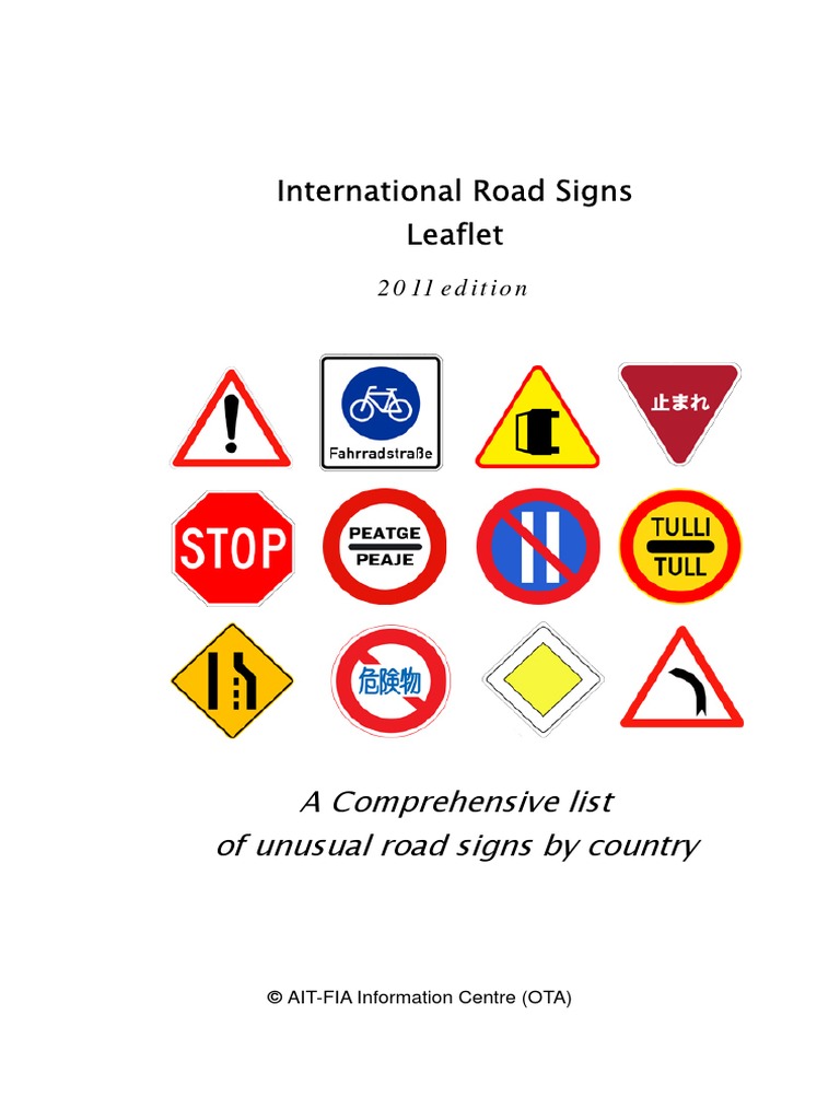 International Road Signs Leaflet: A Comprehensive List of Unusual Road ...