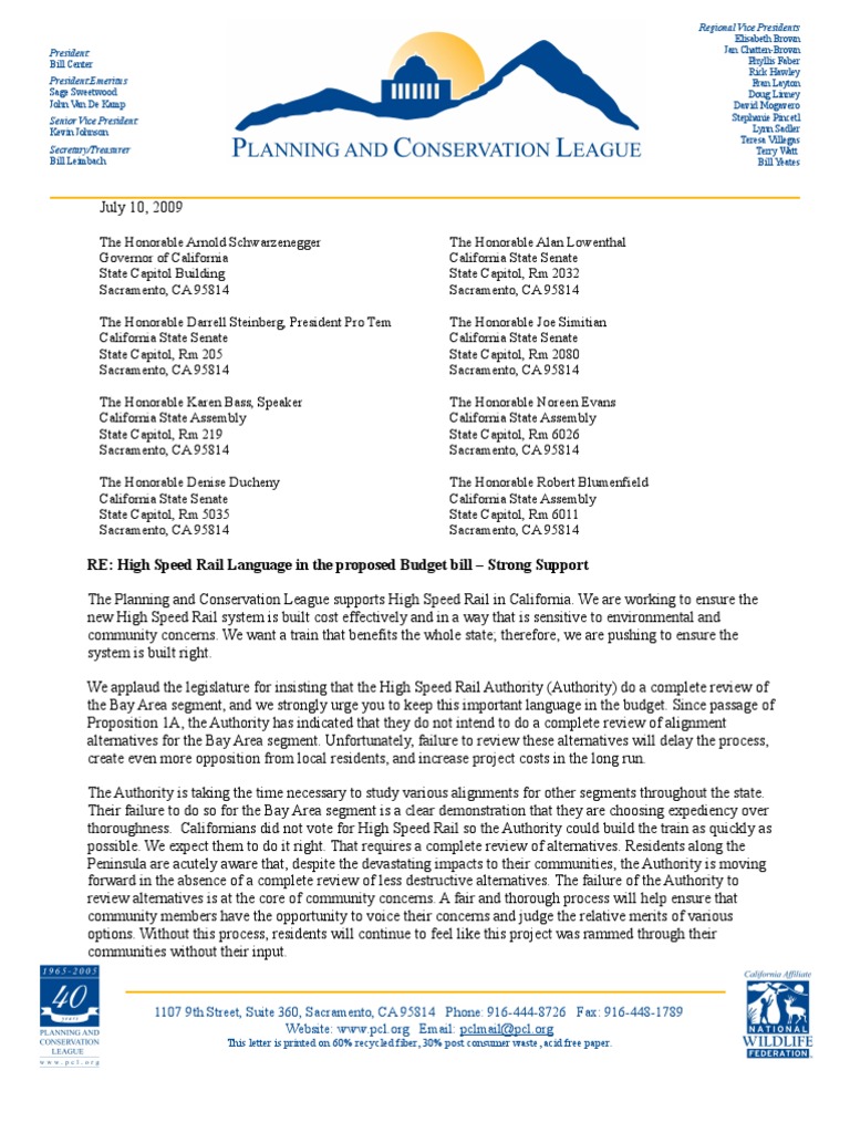 PCL Letter Re Budget Bill | PDF | California
