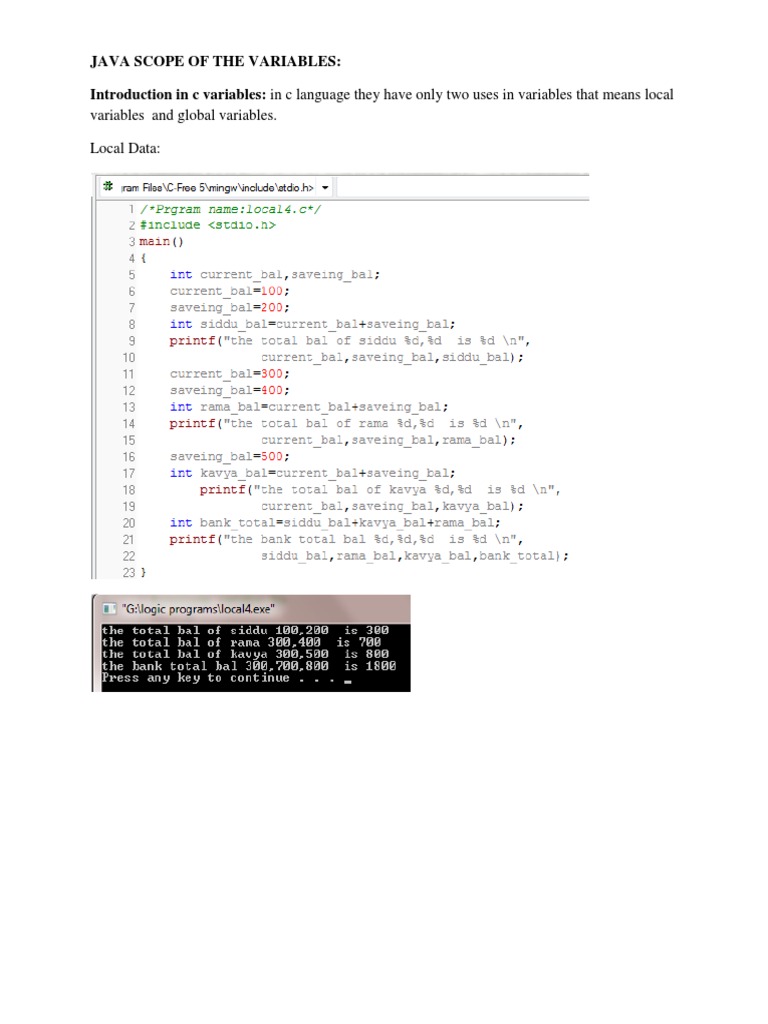 1 Java Scope Of The Variables Pdf Pdf Constructor Object Oriented Programming Programming 2390