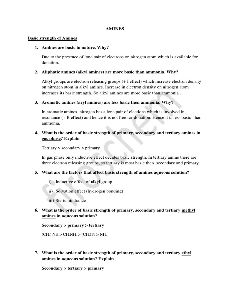 Amines-Basic Strength | PDF | Amine | Organic Chemistry