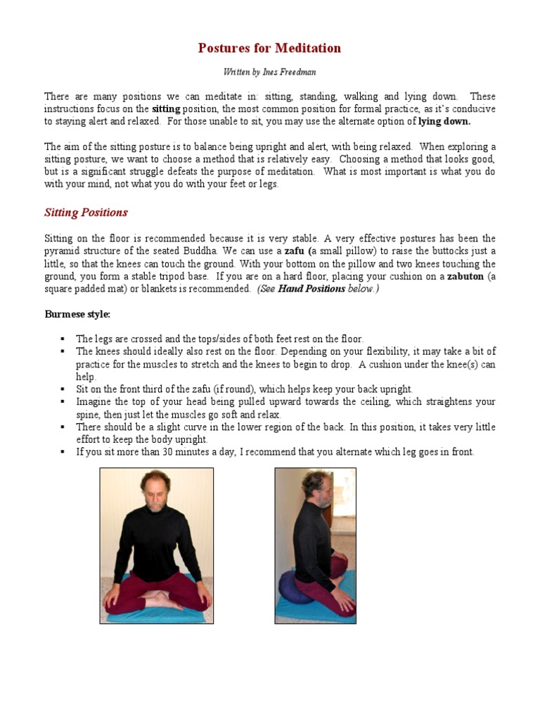 Meditation Sitting Postures Guide | PDF | Hand | Chair