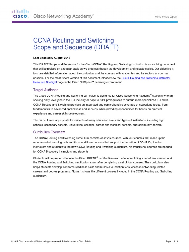 CCNA Routing and Switching Scope and Sequence PDF | PDF | Cisco Certifications | Computer Network