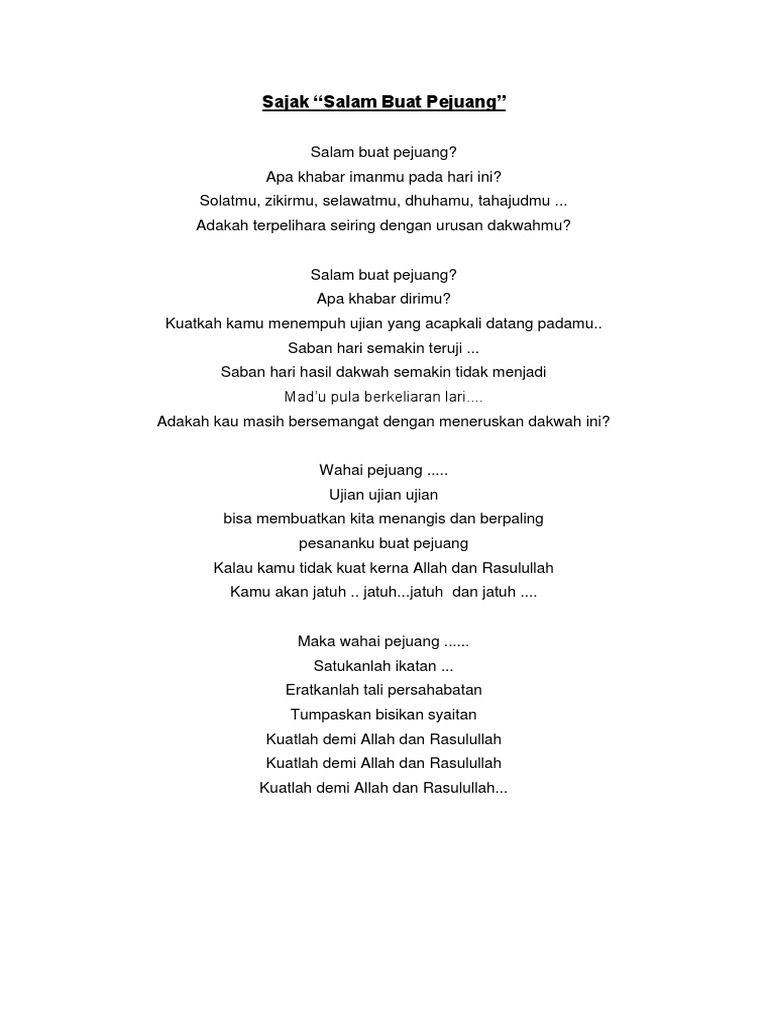 Sajak Salam Buat Pejuang | PDF