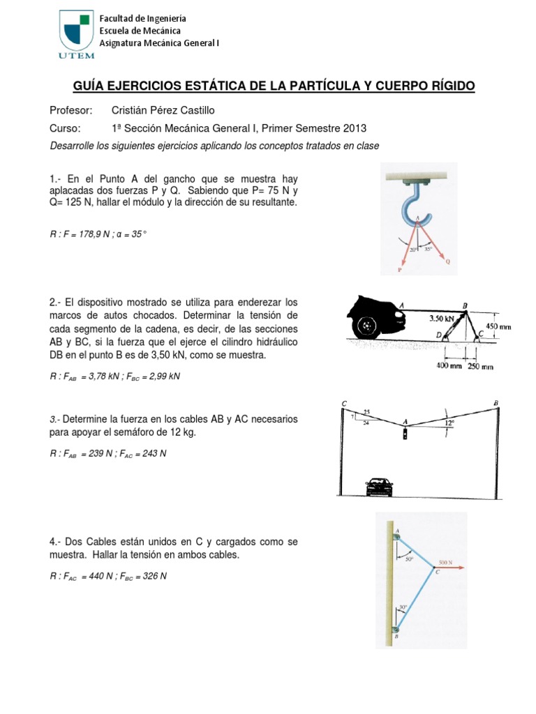 Gu A N 1 Mec Nica General I | PDF | Fuerza | Vector Euclidiano