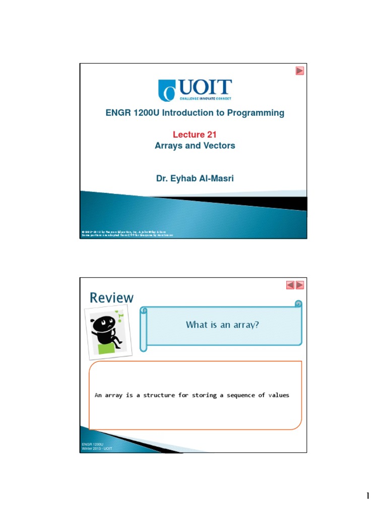 ENGR 1200U Introduction To Programming: What Is An Array? | PDF | Array Data Structure | Command ...