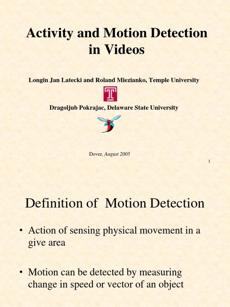 Motion Detection | PDF | Principal Component Analysis | Areas Of ...