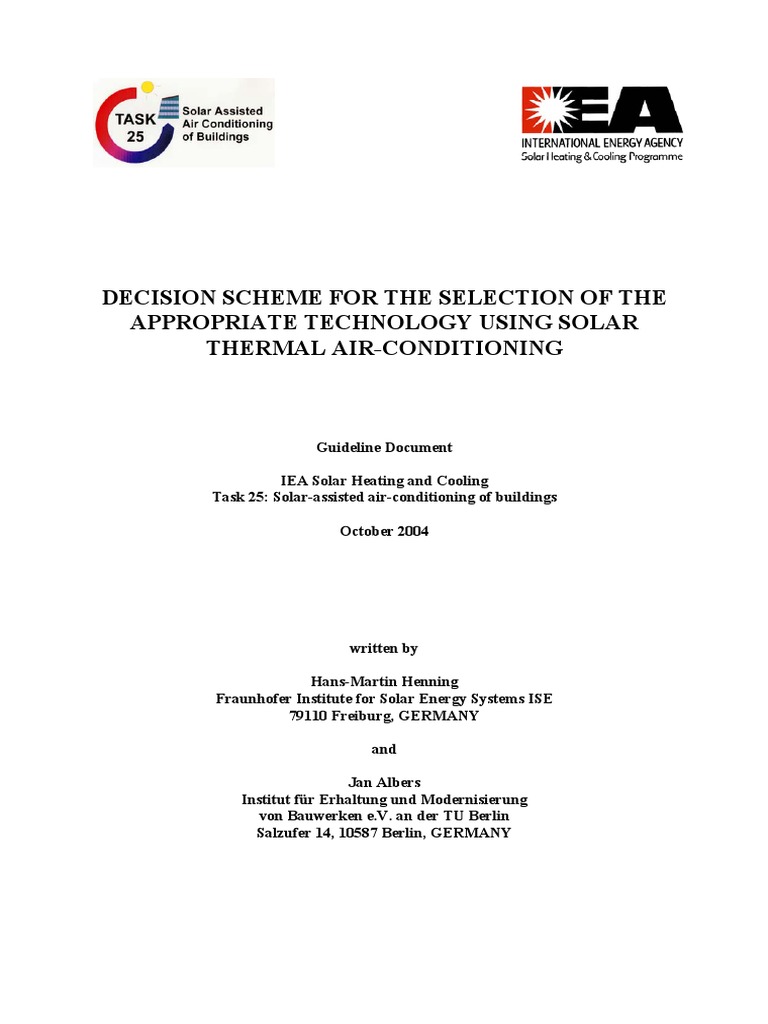 Solar Air Conditioning Decision Scheme | PDF | Air Conditioning ...