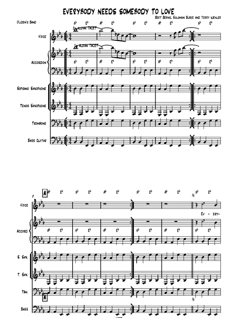 Everybody Needs Somebody | PDF | African American Music | Saxophone