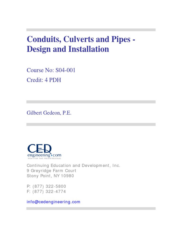 Conduits, Culverts and Pipes PDF | PDF | Pipe (Fluid Conveyance ...