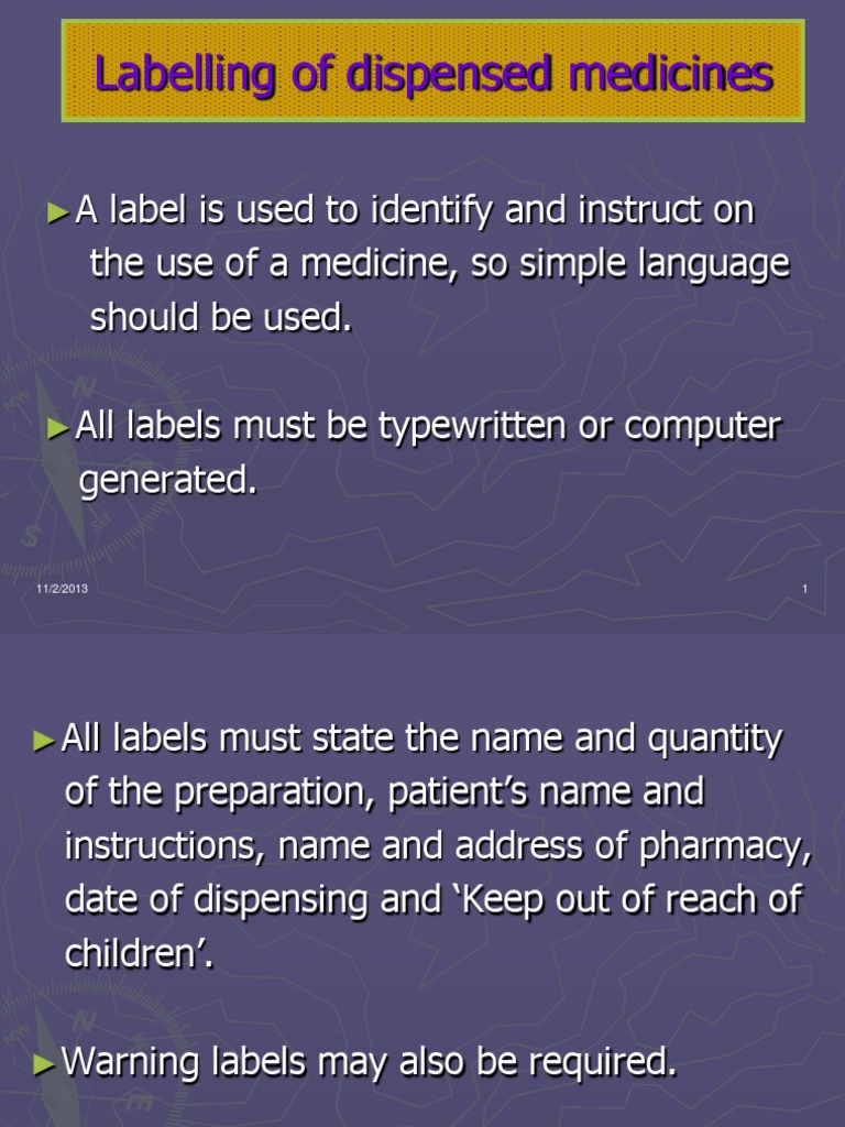 Dispensing Label Guidelines for Medicines | PDF | Self-Improvement ...