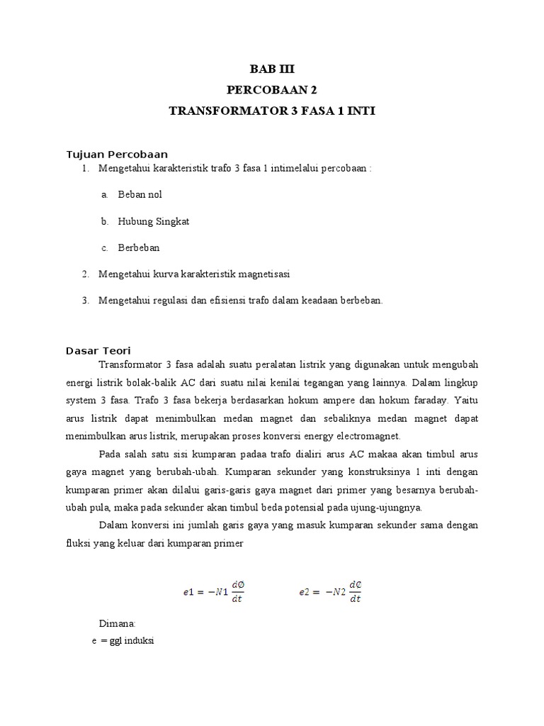 Transformator 3 Fasa 1 Inti | PDF | Metode & Bahan Ajar | Sains & Matematika