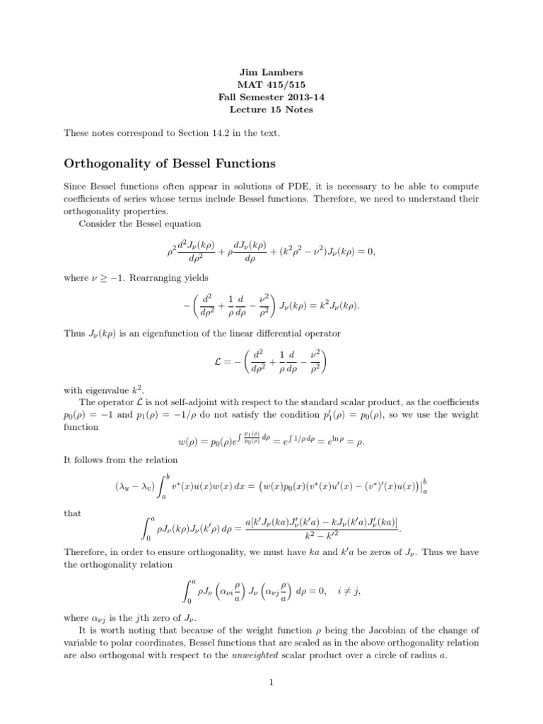 Orthogonality of Bessel Functions | PDF | Teaching Methods & Materials