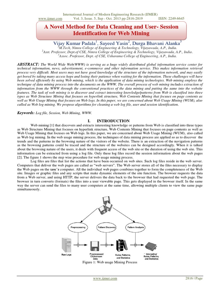 A Novel Method For Data Cleaning and User - Session Identification For Web Mining | PDF | World ...