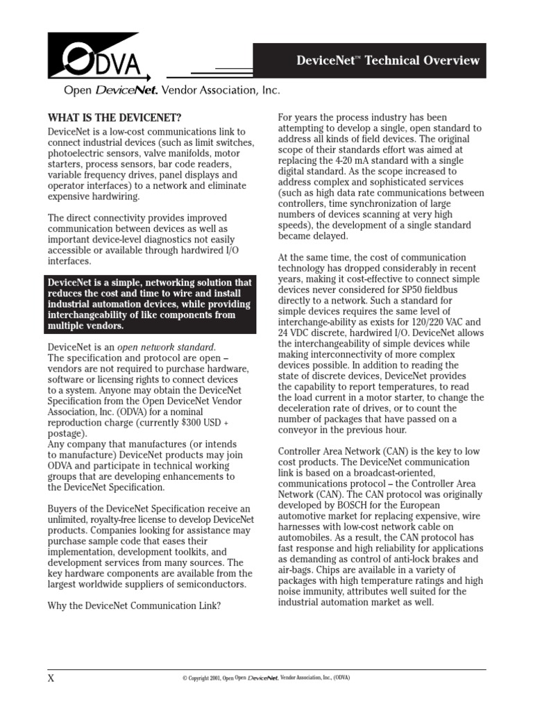 DeviceNet Technical Overview PDF | PDF | Osi Model | Computer Network