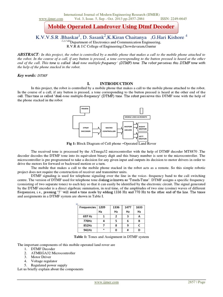 Mobile Operated Landrover Using DTMF Decoder | PDF | Microcontroller ...