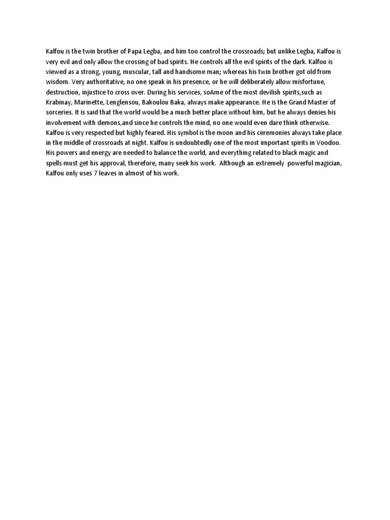 Kalfou Is The Twin Brother of Papa Legba | PDF