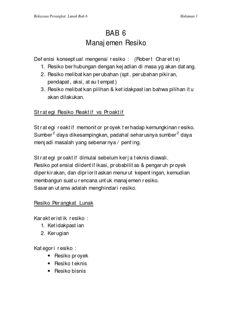 Definisi Konseptual Mengenai Resiko | PDF