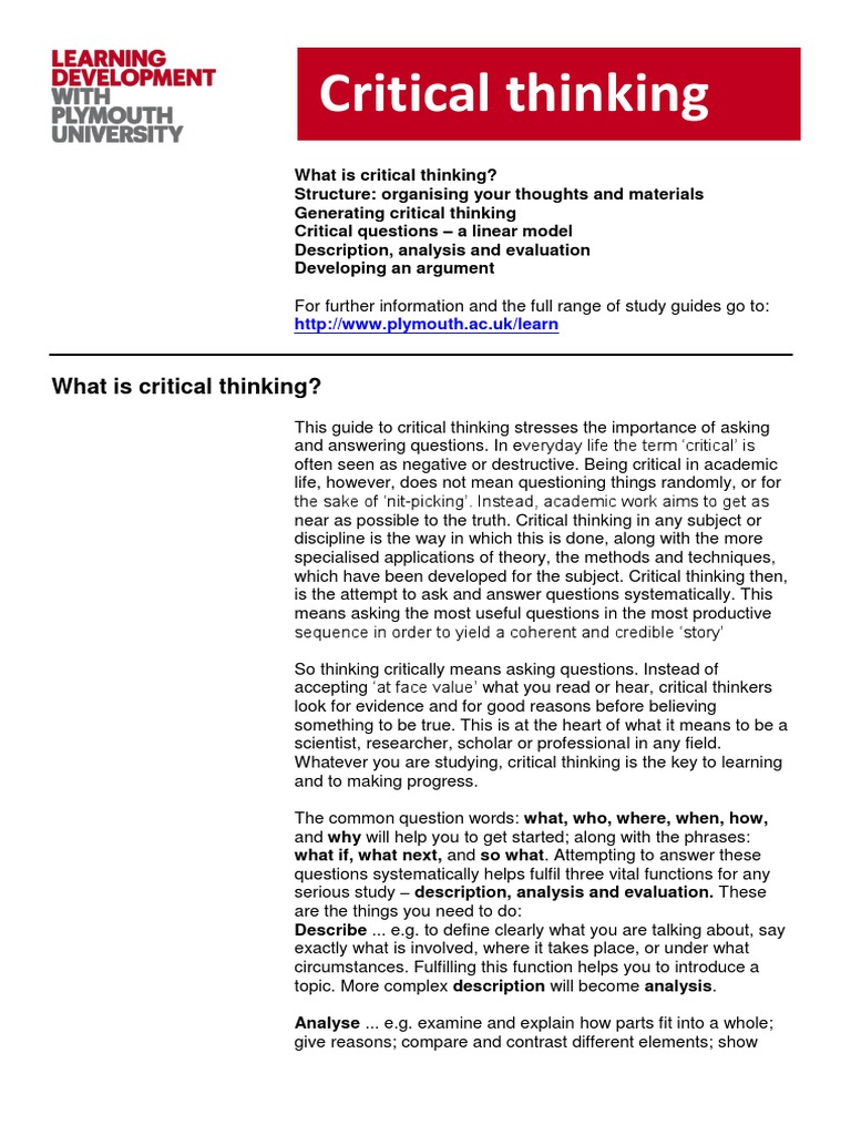 What Is Critical Thinking? | PDF | Critical Thinking | Reason