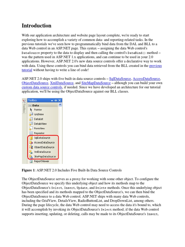 Bind data controls to ObjectDataSource in ASP.NET | PDF | Cascading Style Sheets | Active Server ...