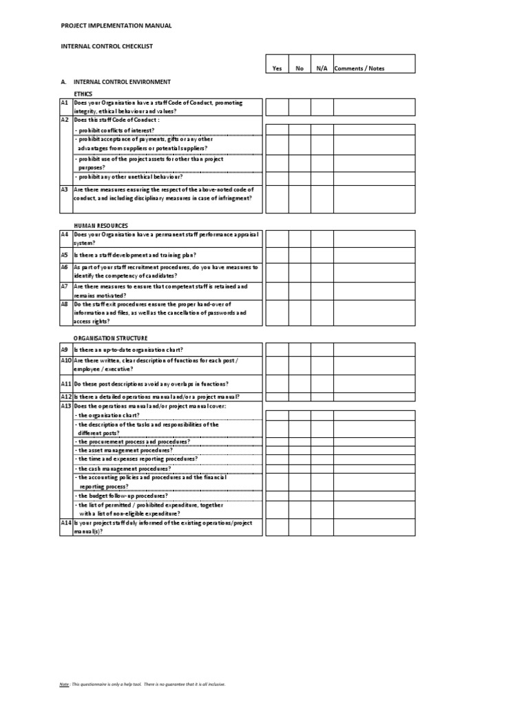 B Internal Control Checklist | PDF | Payments | Payroll