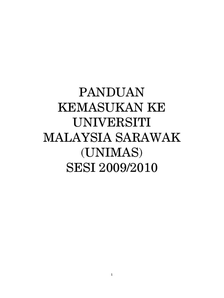 Panduan Kemasukan Unimas | PDF