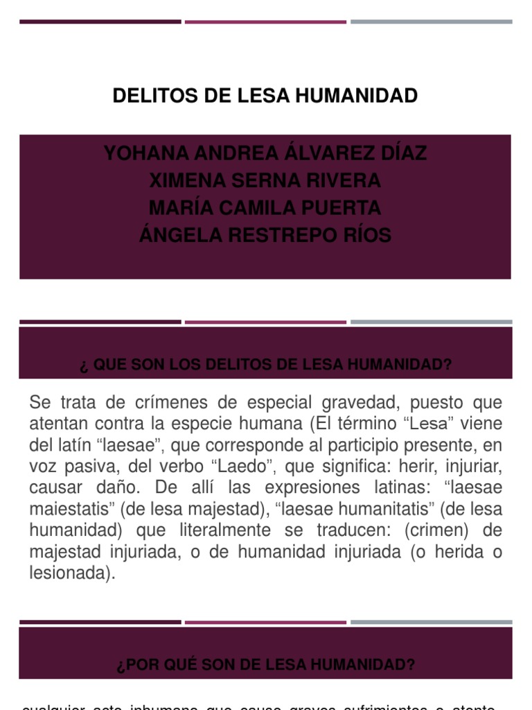 Delitos de Lesa Humanidad: Definición y Tipos | PDF | Crímenes contra ...