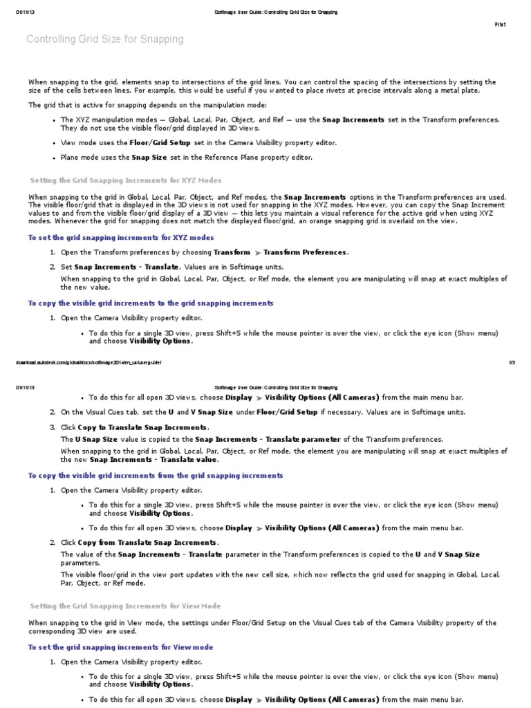 Softimage User Guide - Controlling Grid Size For Snapping | PDF | Icon (Computing) | Tab (Gui)