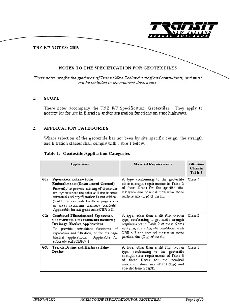 Geotextile Specification Notes | PDF | Drainage | Sewing
