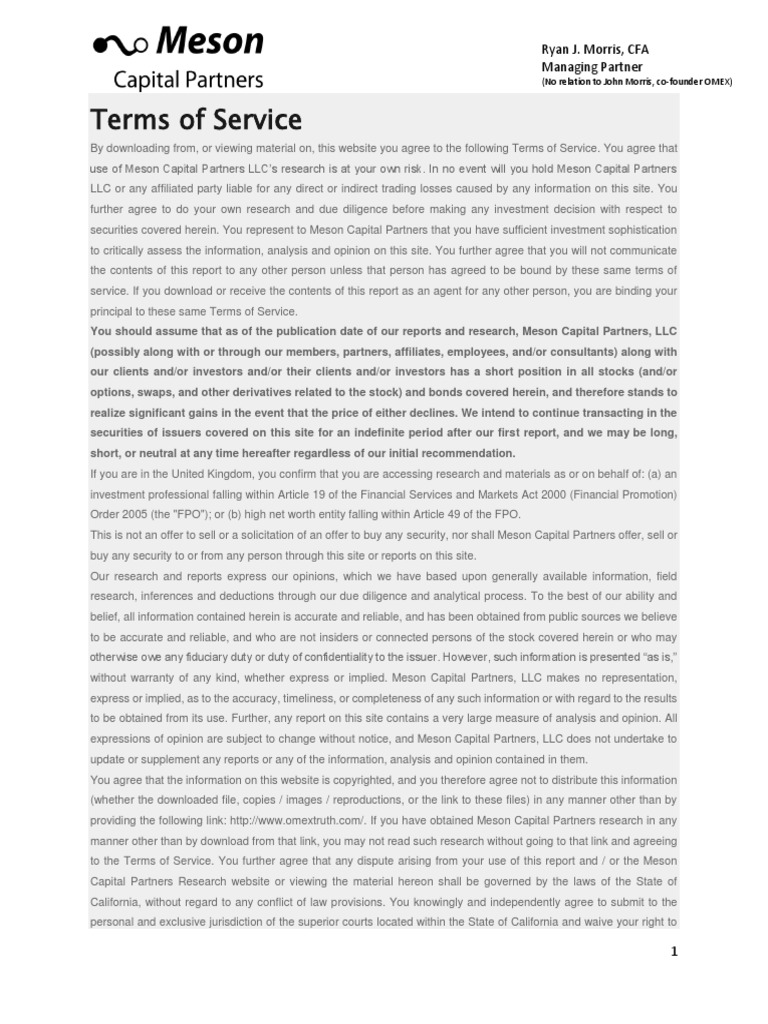 Meson Capital Partners - Odyssey Marine Exploration | PDF | U.S ...