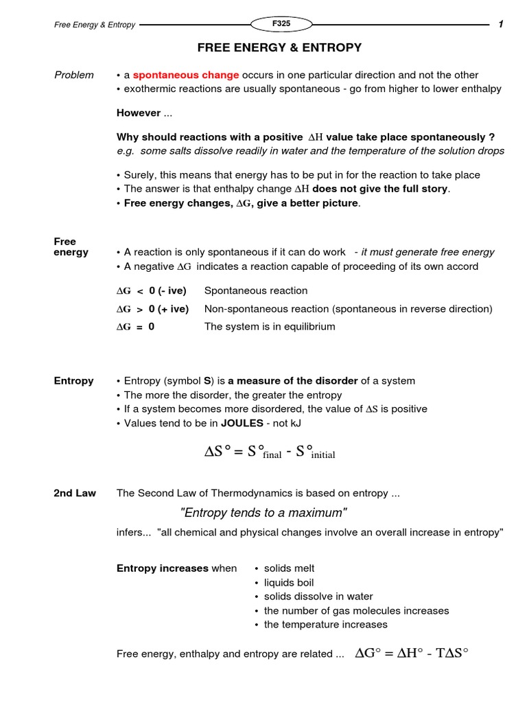 08entro PDF | PDF | Entropy | Gibbs Free Energy