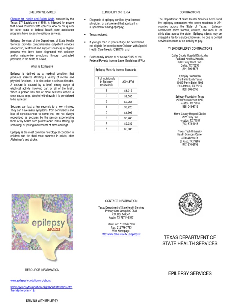 FY13 April Epilepsy Pamphlet PDF | PDF | Epilepsy | Texas