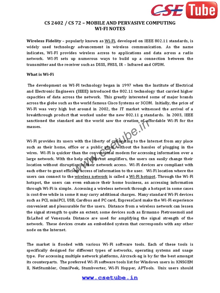 Wifi Notes PDF | PDF | Wi Fi | Ieee 802.11