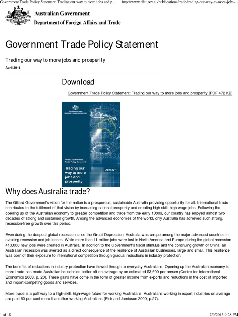 Government Trade Policy Statement_ Trading our way to more jobs and ...
